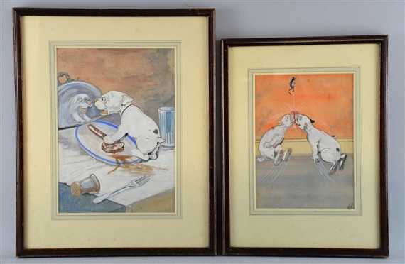 George Ernest Studdy | two humorous paintings of Bonzo | MutualArt