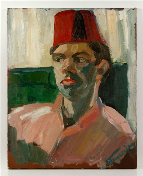 A. Tschernay | Russian portrait of a man with red fez | MutualArt