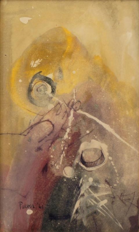 Ahmed Parvez | Abstract composition with black birds and minaret at top ...