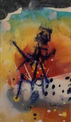 Ahmed Parvez | Abstract composition with black birds and minaret at top ...