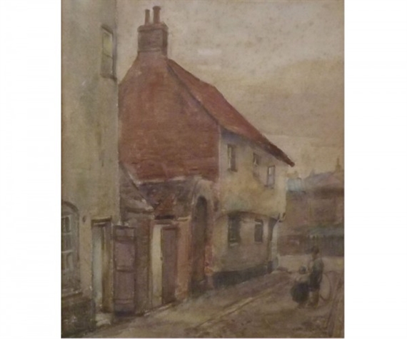 Arthur Edward Davies | Street Scene with Children (1926) | MutualArt