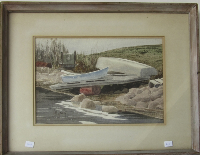 Jim Hooley | shore scene with dingy | MutualArt
