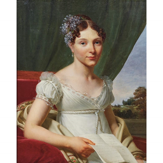 Louis Bouchet | Portrait of a Young Lady Reading a Letter | MutualArt