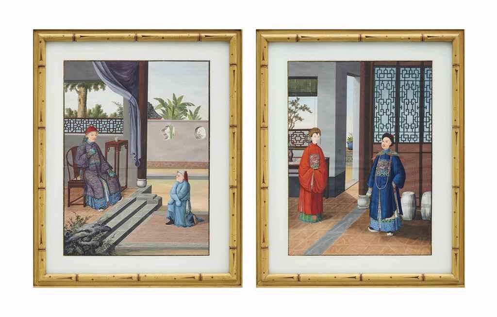 Chinese School, 19th Century | A PAIR OF CHINESE EXPORT PAINTINGS ...