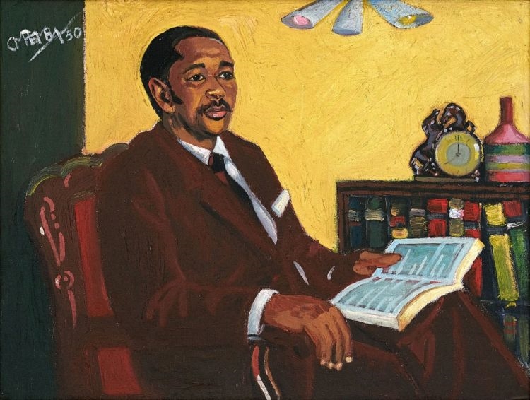 George Pemba | A Portrait of a Seated Man Reading (1950) | MutualArt