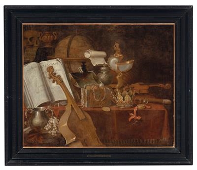 Edwaert Collier | A Vanitas Still Life With an Open Book, a Globe, a ...