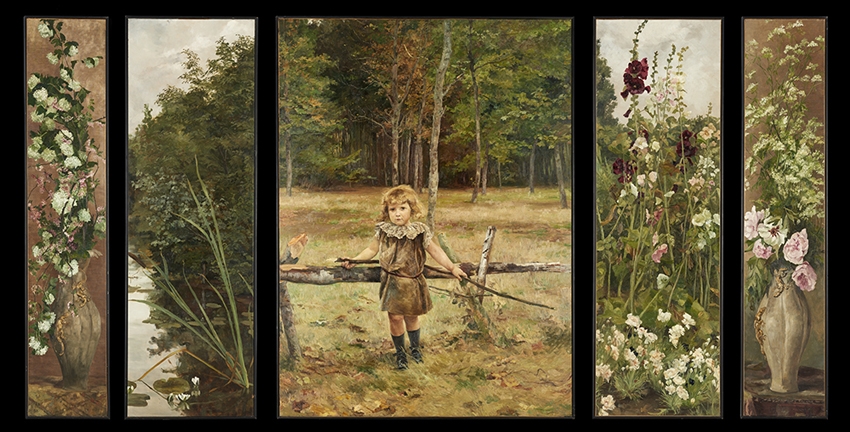 Jean Delvin | Portrait of a Young Girl in a Landscape Surrounded by ...