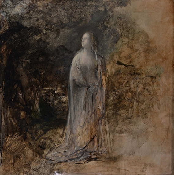 William Boxall | Portrait of a Young Lady with a Straw Hat | MutualArt