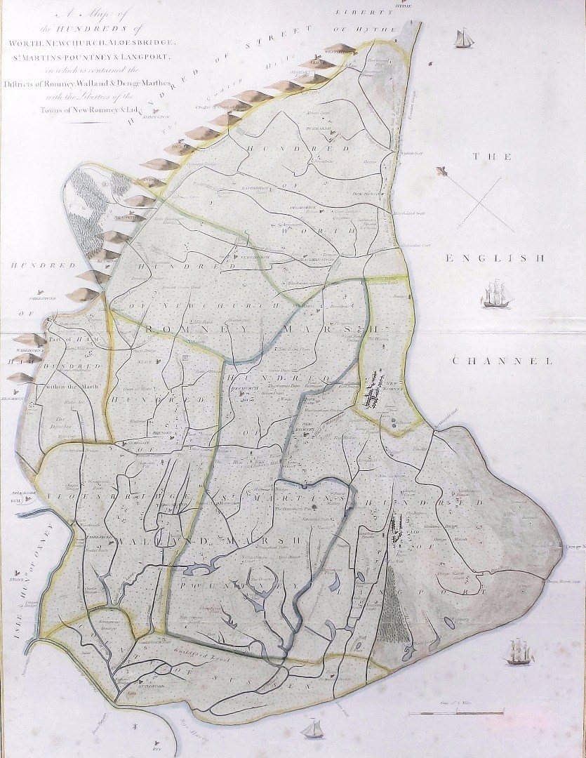 Edward Hasted | A Map of the Hundreds of Worth, Newchurch, Aloesbridge ...