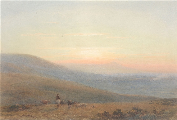 Henry George Hine | Drover at Dusk (1870) | MutualArt
