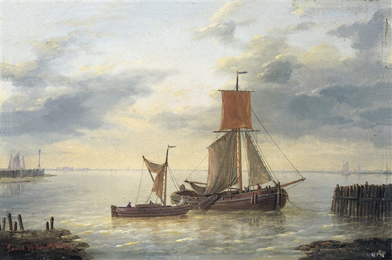 Louis Charles Verboeckhoven | Mooring Fishing Boat | MutualArt