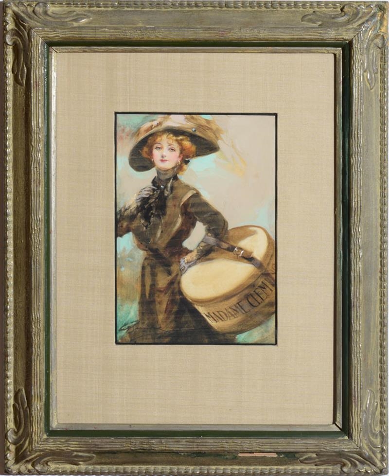 William H.Barribal | LADY WITH A HAT BOX (Circa 1906) | MutualArt
