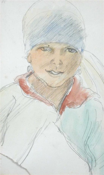 Rawlins Monica | Head study of a young gypsy girl | MutualArt