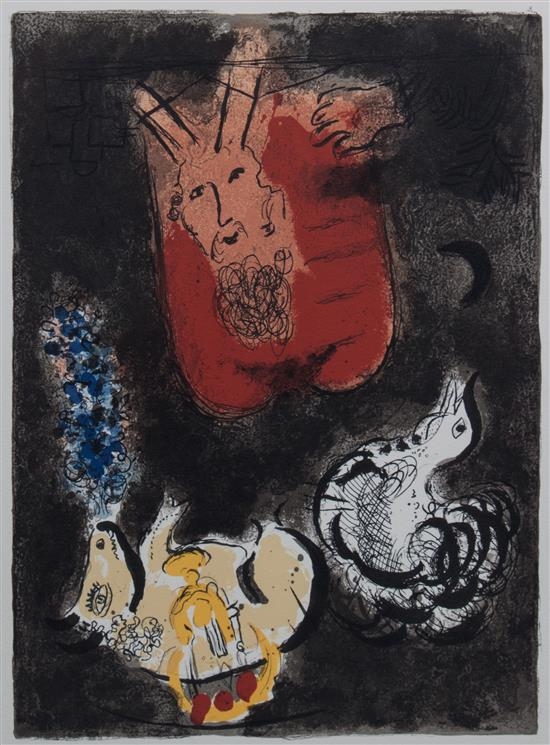 Marc Chagall | Frontispiece: Moses and the Tablets of the Law (from The ...