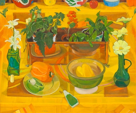 Neil Clark | STILL LIFE WITH FLOWERS AND PEPPERS | MutualArt