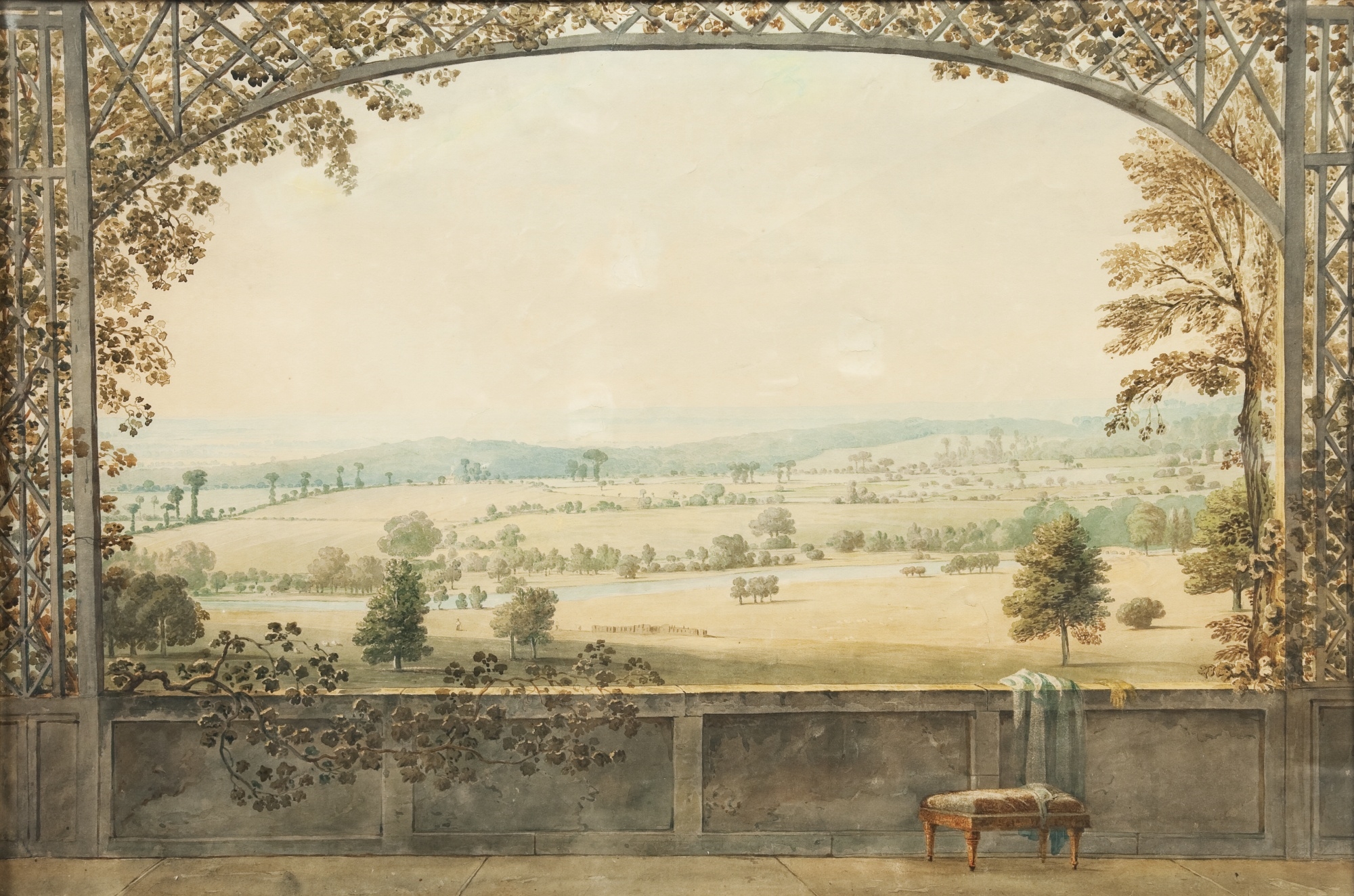 John Varley Jr. | AN EXTENSIVE LANDSCAPE VIEWED FROM A TERRACE | MutualArt