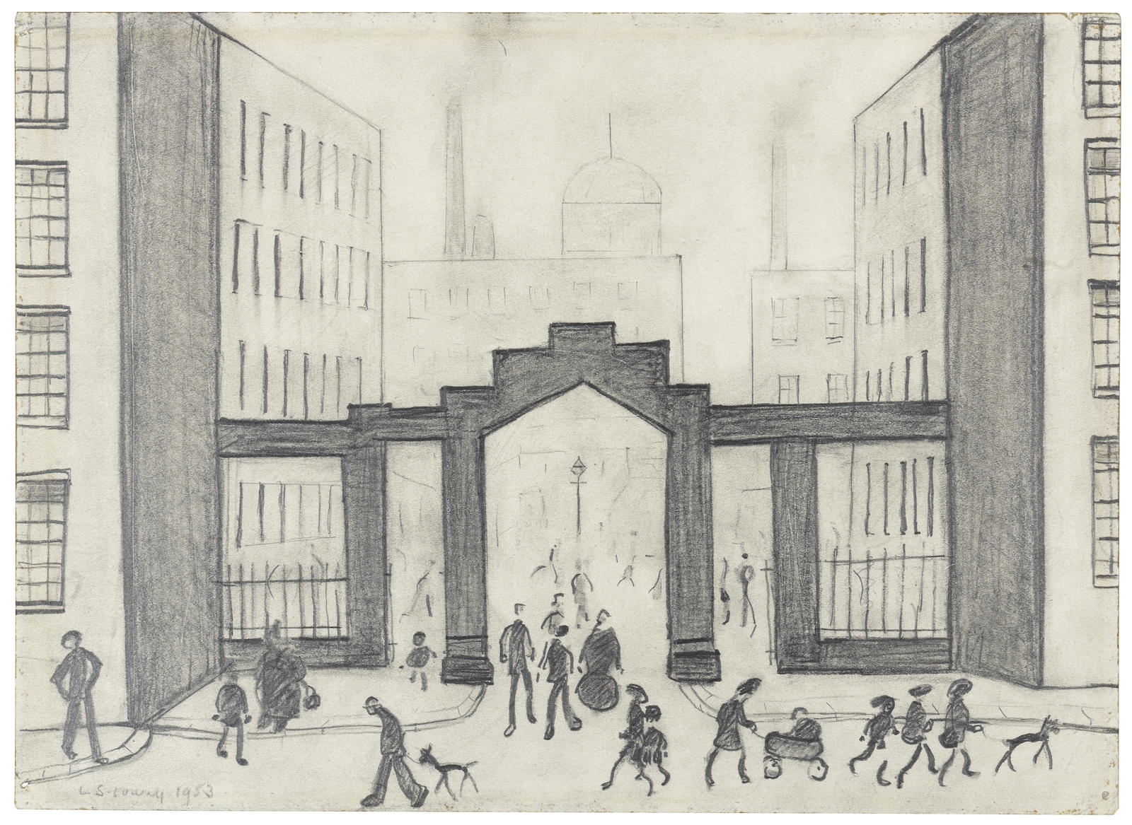 Laurence Stephen Lowry | Factory gate (1953) | MutualArt