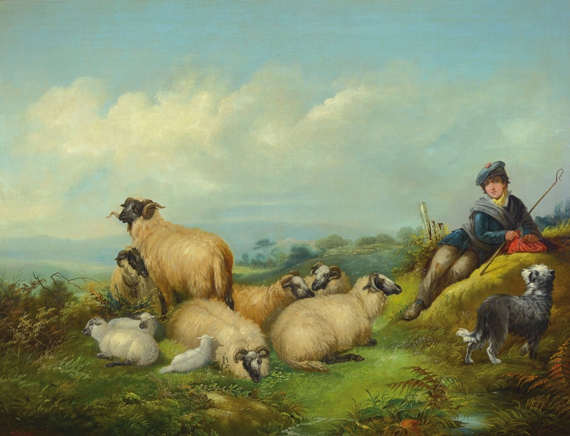 Maurice de Bevere | Shepherd boy with sheep in the pasture | MutualArt