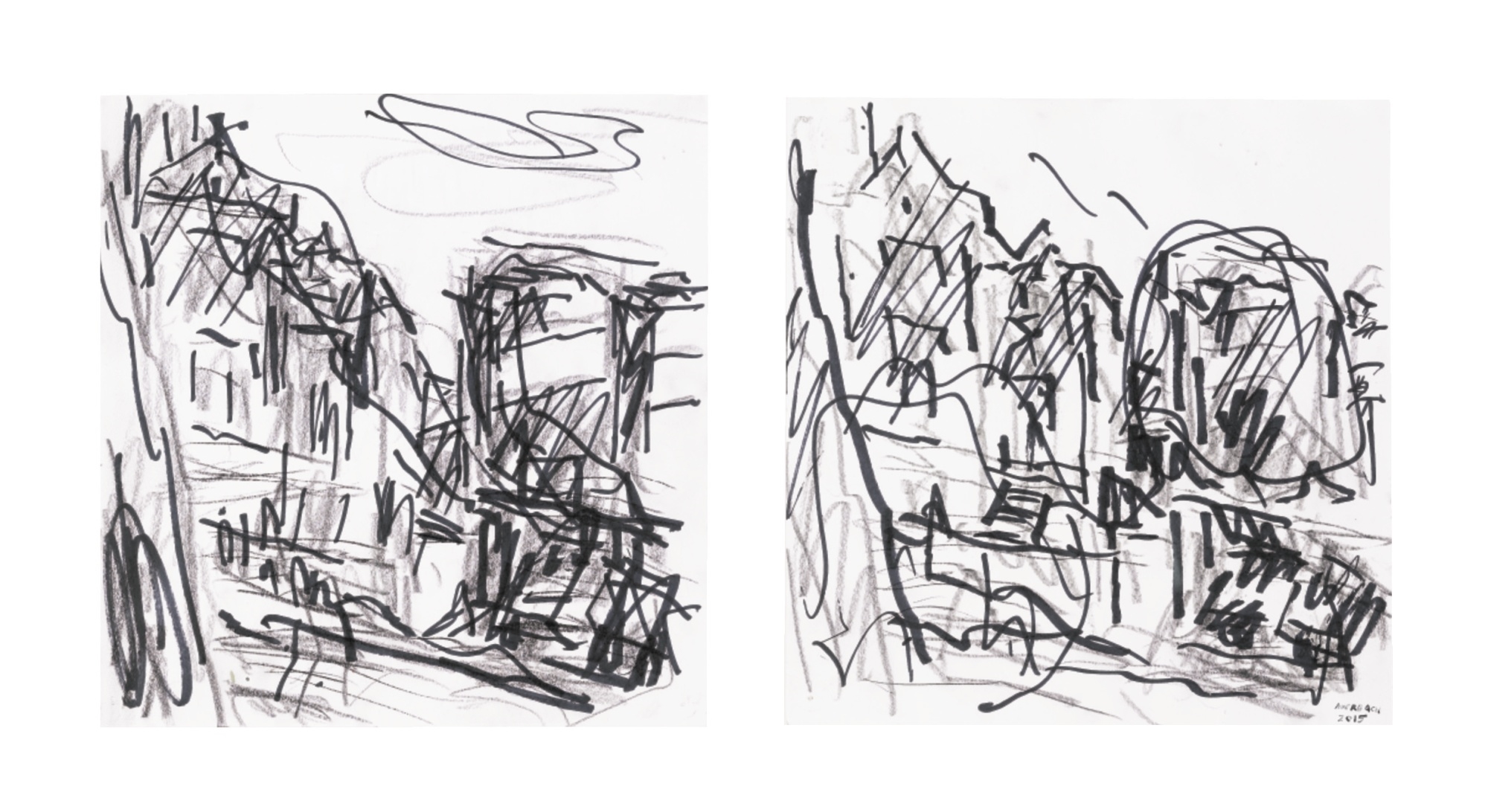 Frank Auerbach | TWO SKETCHES FOR 'THE HOUSE' (2015) | MutualArt