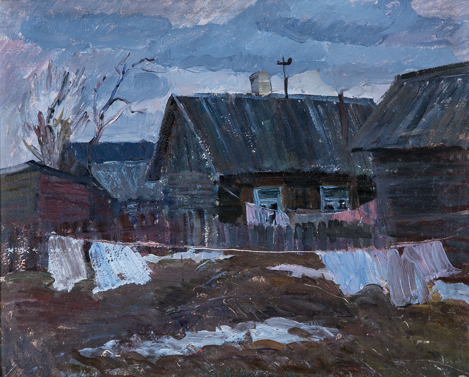 Mikhail Kuznetsov | Clothes line on a farm | MutualArt
