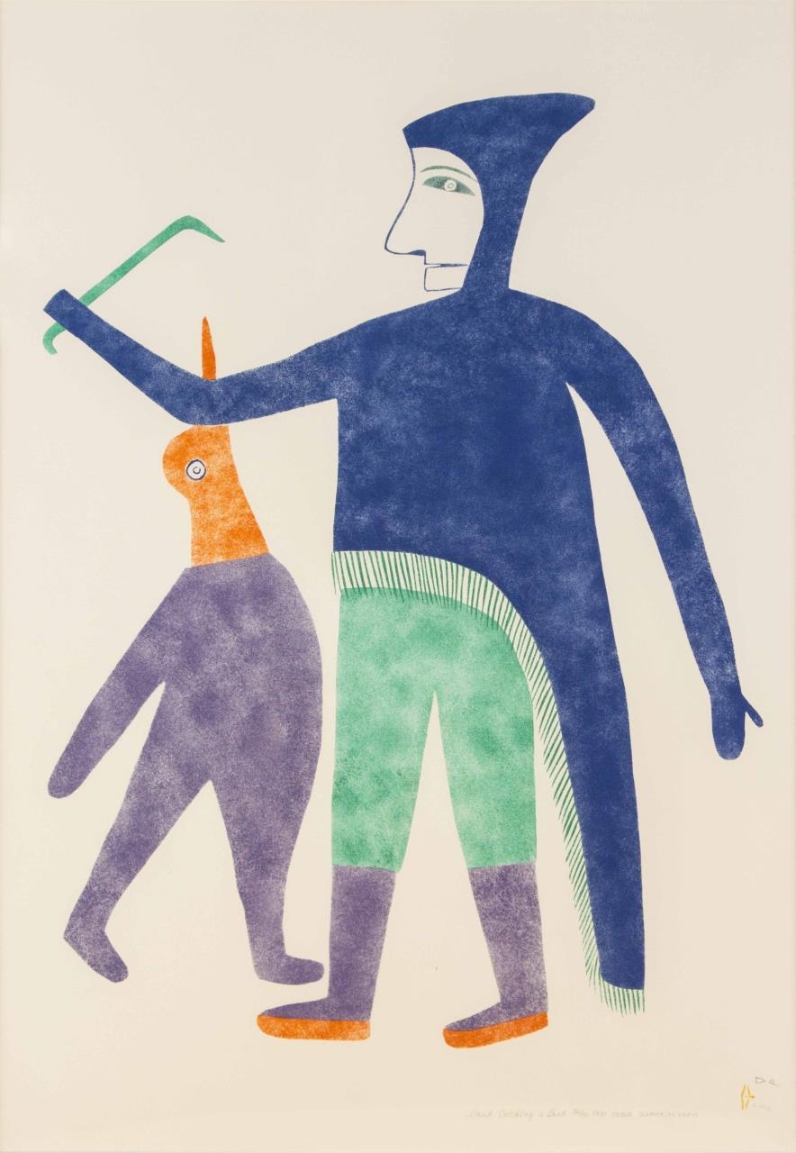 Jessie Oonark | Inuk Catching a Bird (1981) | MutualArt