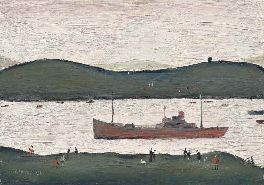 Laurence Stephen Lowry | Ten People and Two Dogs on a Promenade (1967 ...