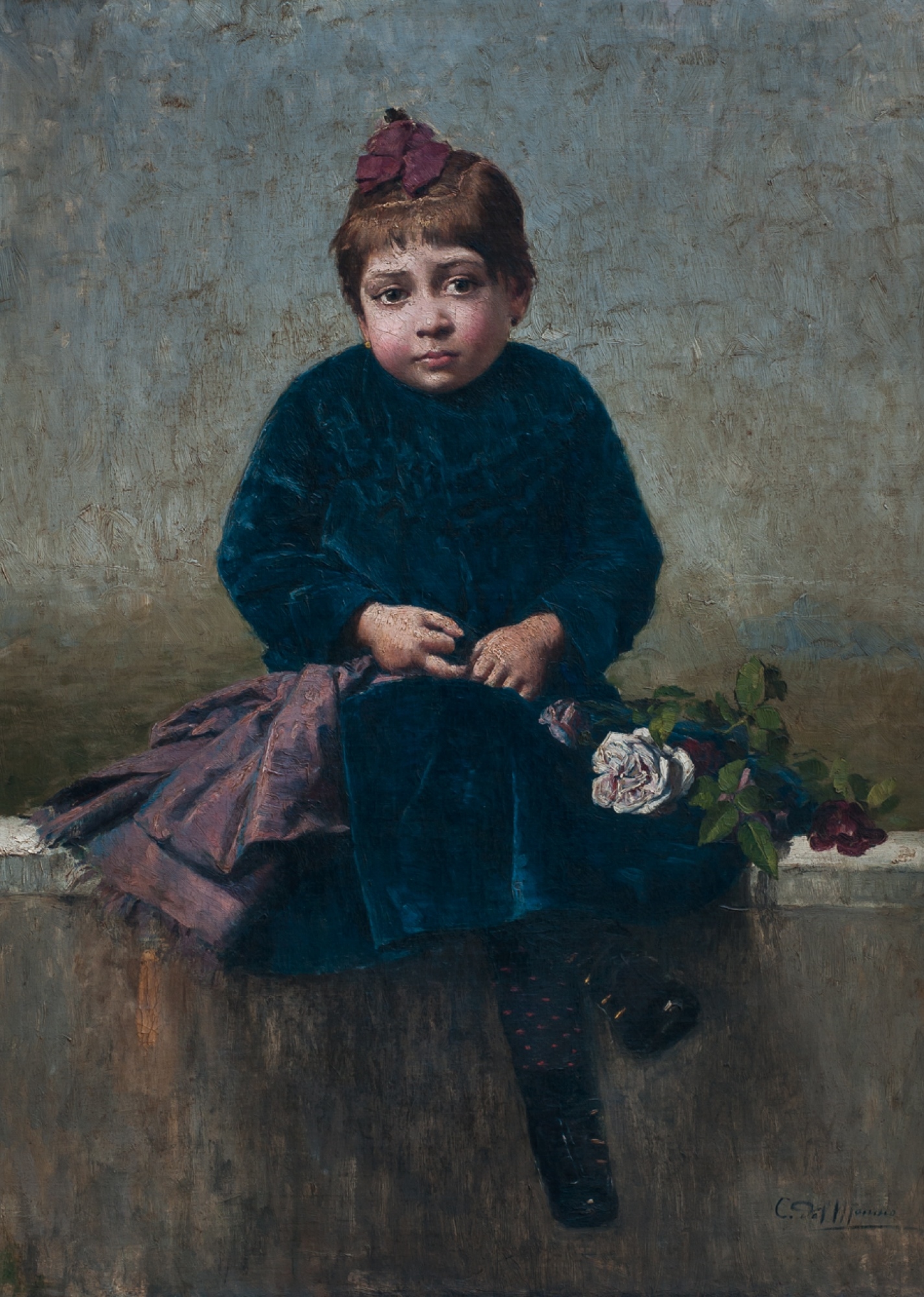 Crisanto Del Monaco | La niña de la rosa blanca | MutualArt