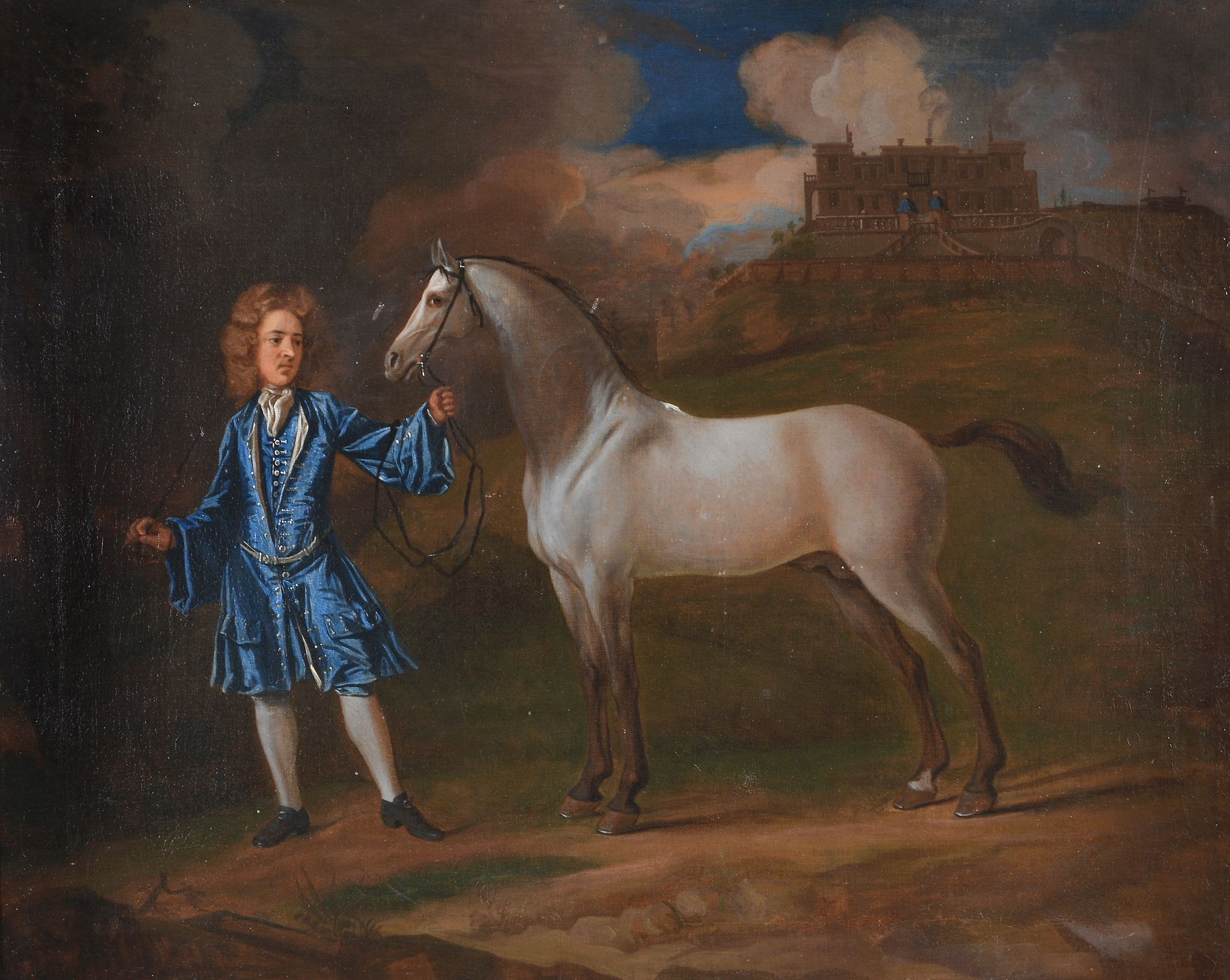 John Closterman | Portrait of a gentleman holding a grey horse | MutualArt
