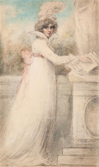 Richard Cosway | Portrait of a lady with letters at the base of a ...