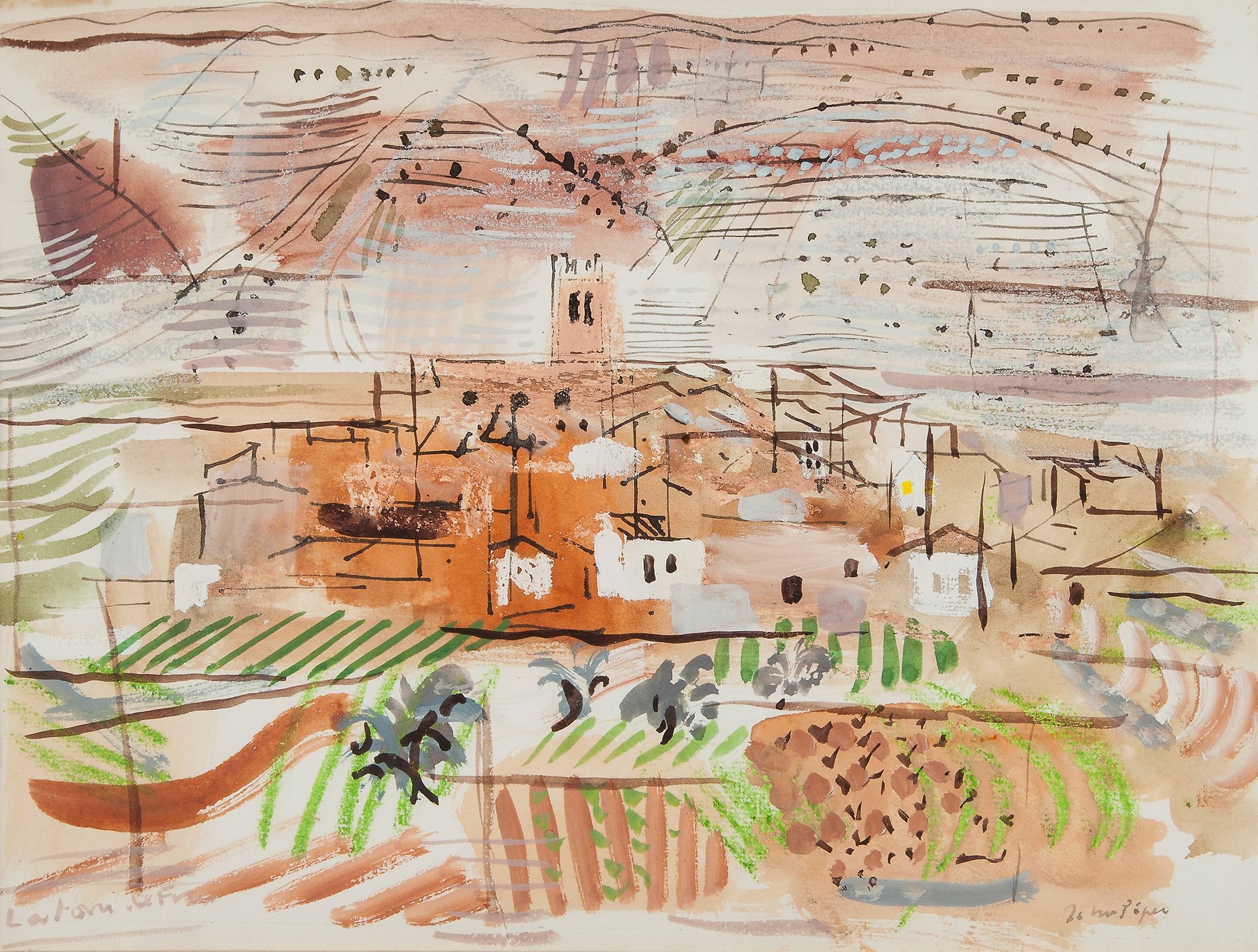 John Piper | The Village of Latour-de-France (Circa 1958) | MutualArt