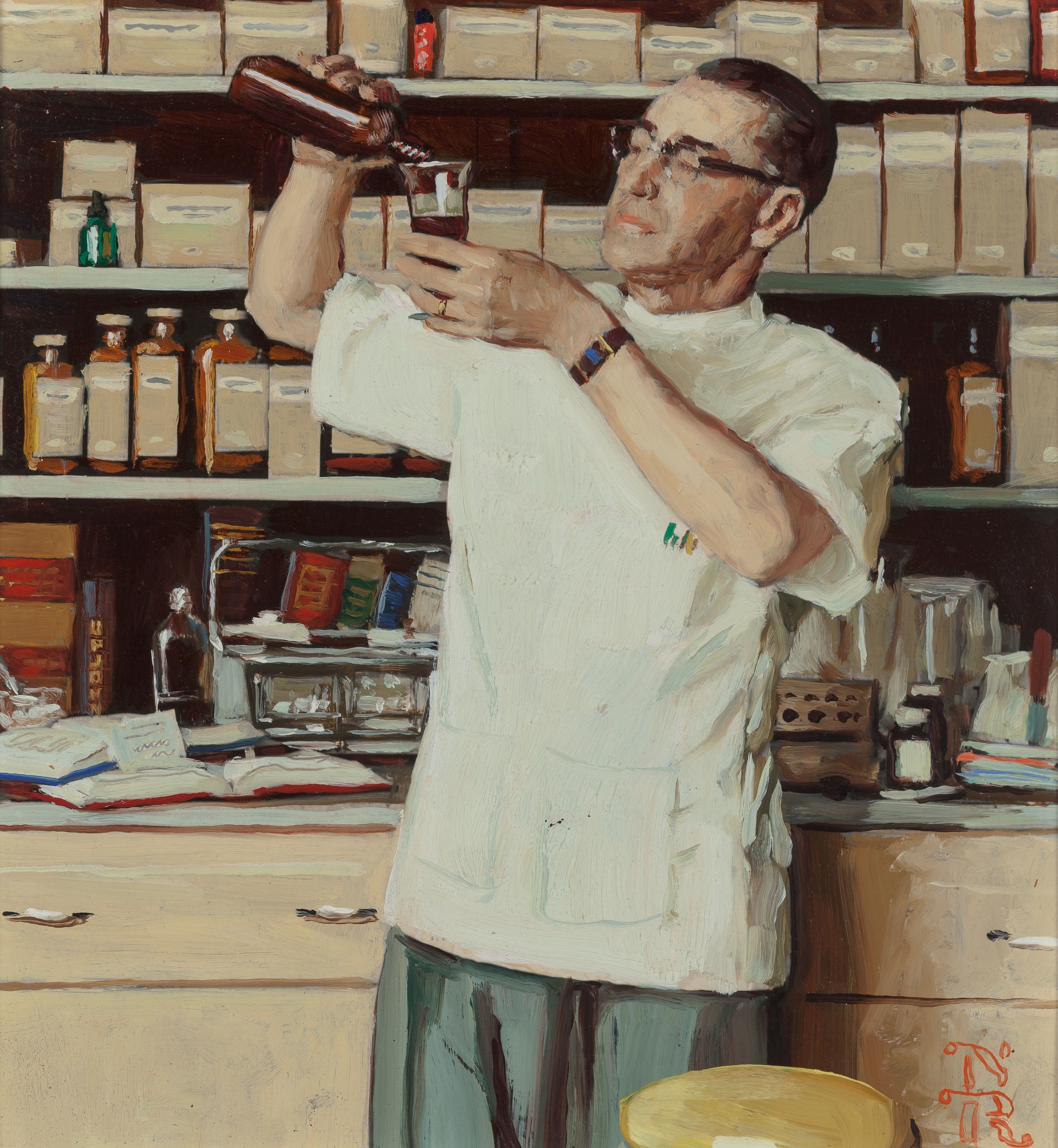 Rockwell Norman | Study for The Pharmacist, Upjohn: Pharmaceuticals ...