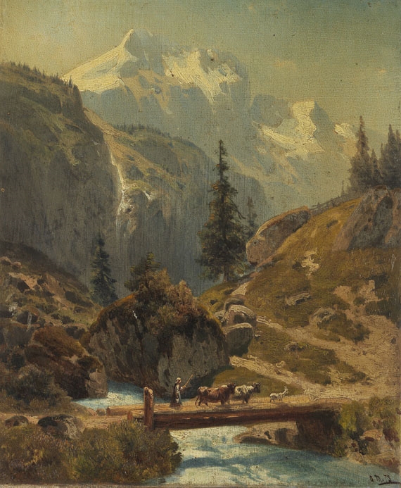 Adolf Conrad Mosengel | Gebirgsbach im Hochgebirge (1873) | MutualArt
