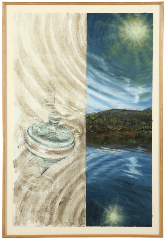 Gail Roberts | Top diptych of a spinning top and a landscape | MutualArt