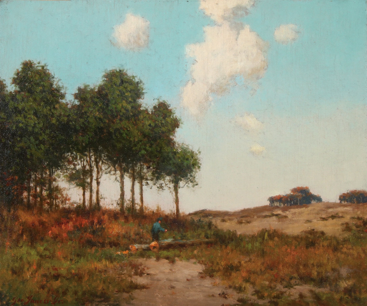 George Inness, Jr. | Summer Landscape with Figure Near Fallen Tree ...