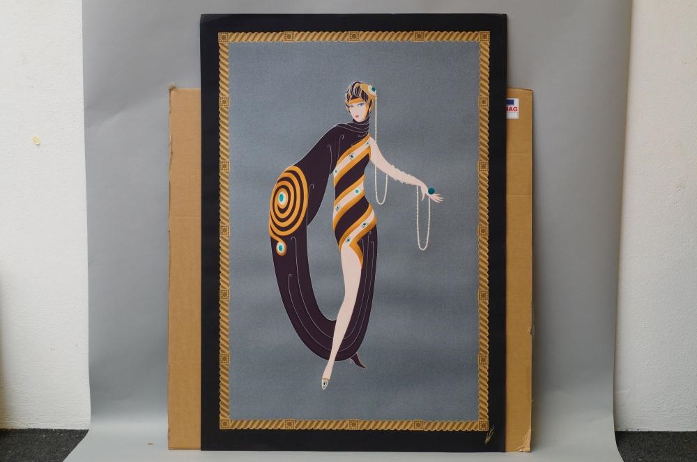 Erté | 2 Works: Flower Petal Gown, Pearl and Emeralds (1990) | MutualArt