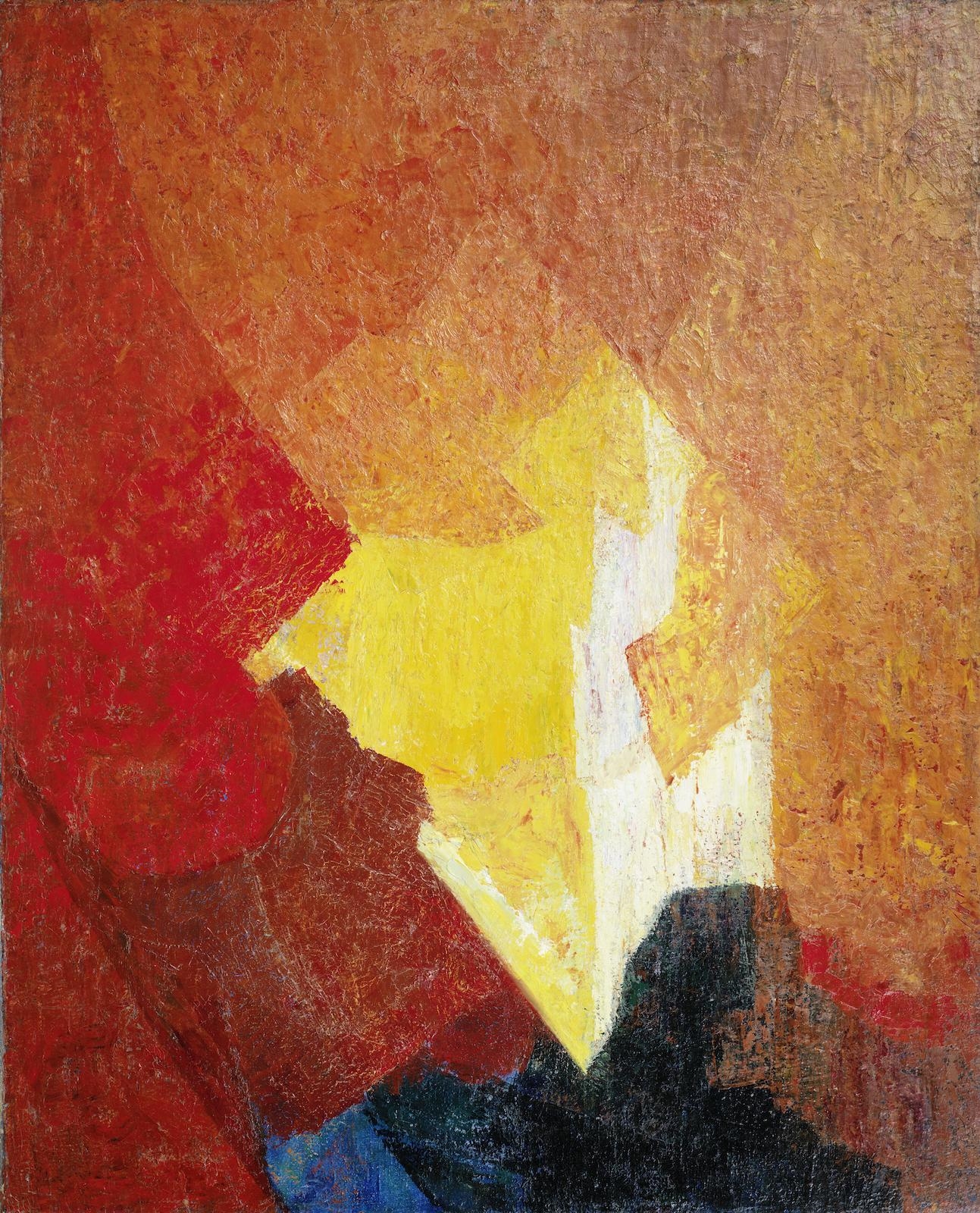 Joseph Lacasse | Composition abstraite en rouge, orange et jaune ...