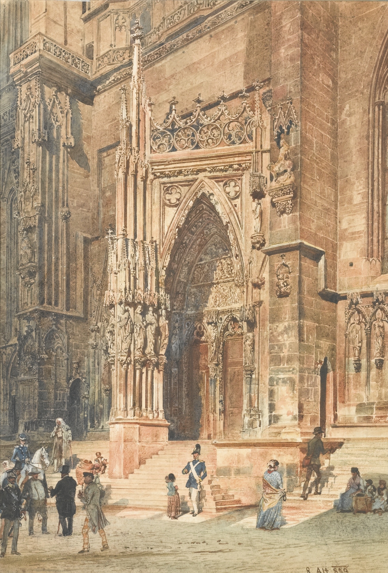 Rudolf von Alt | The Doorway to Regensburg Cathedral | MutualArt