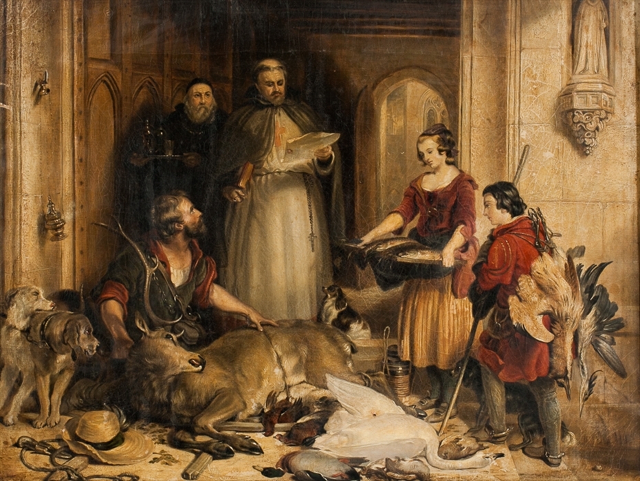 Edwin Landseer | SCENE IN THE OLDEN TIME AT BOLTON ABBEY | MutualArt