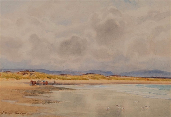 George Cockram | Shore scene with distant mountains | MutualArt