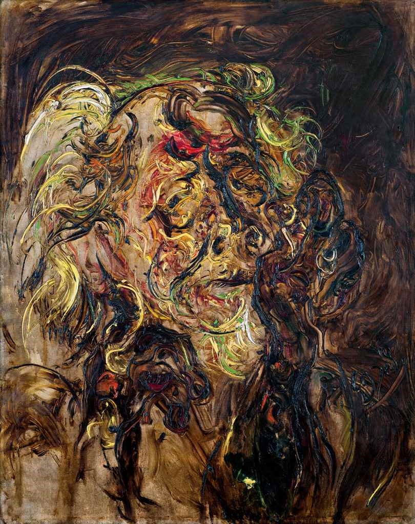 Affandi | Self-Portrait with a Statue (1978) | MutualArt