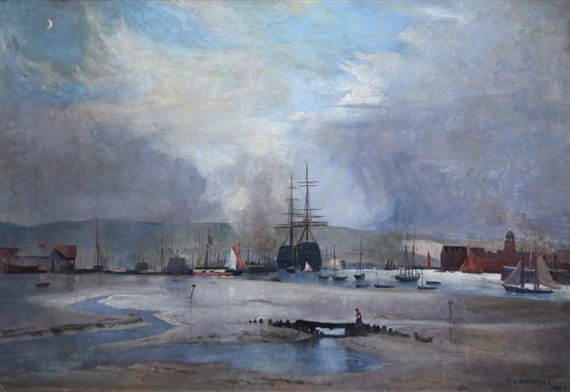 Frank Lewis Emanuel | Harbour scene (1883) | MutualArt