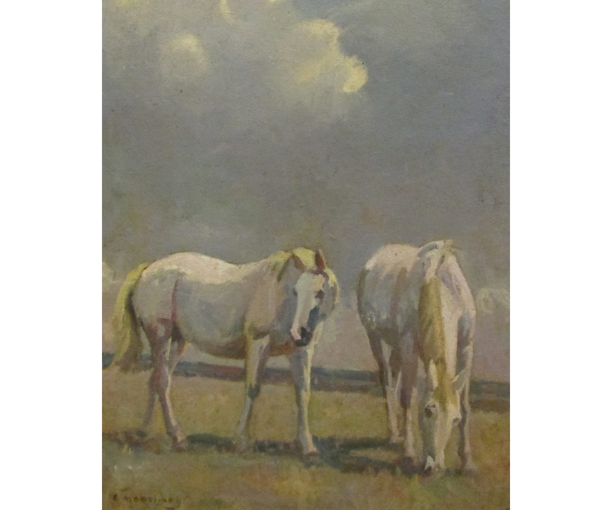 Geoffrey Mortimer | Two White Horses | MutualArt