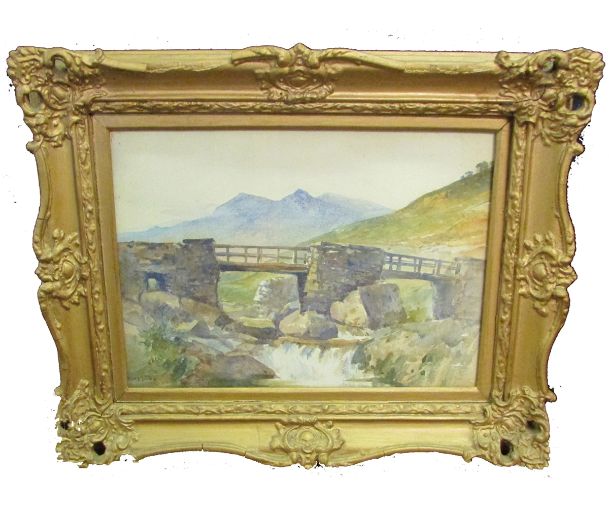 Arthur Edward Davies | Mountain Landscape with Bridge | MutualArt