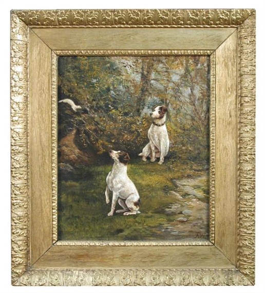 Alfred Wheeler | Terriers and a stoat in ermine | MutualArt