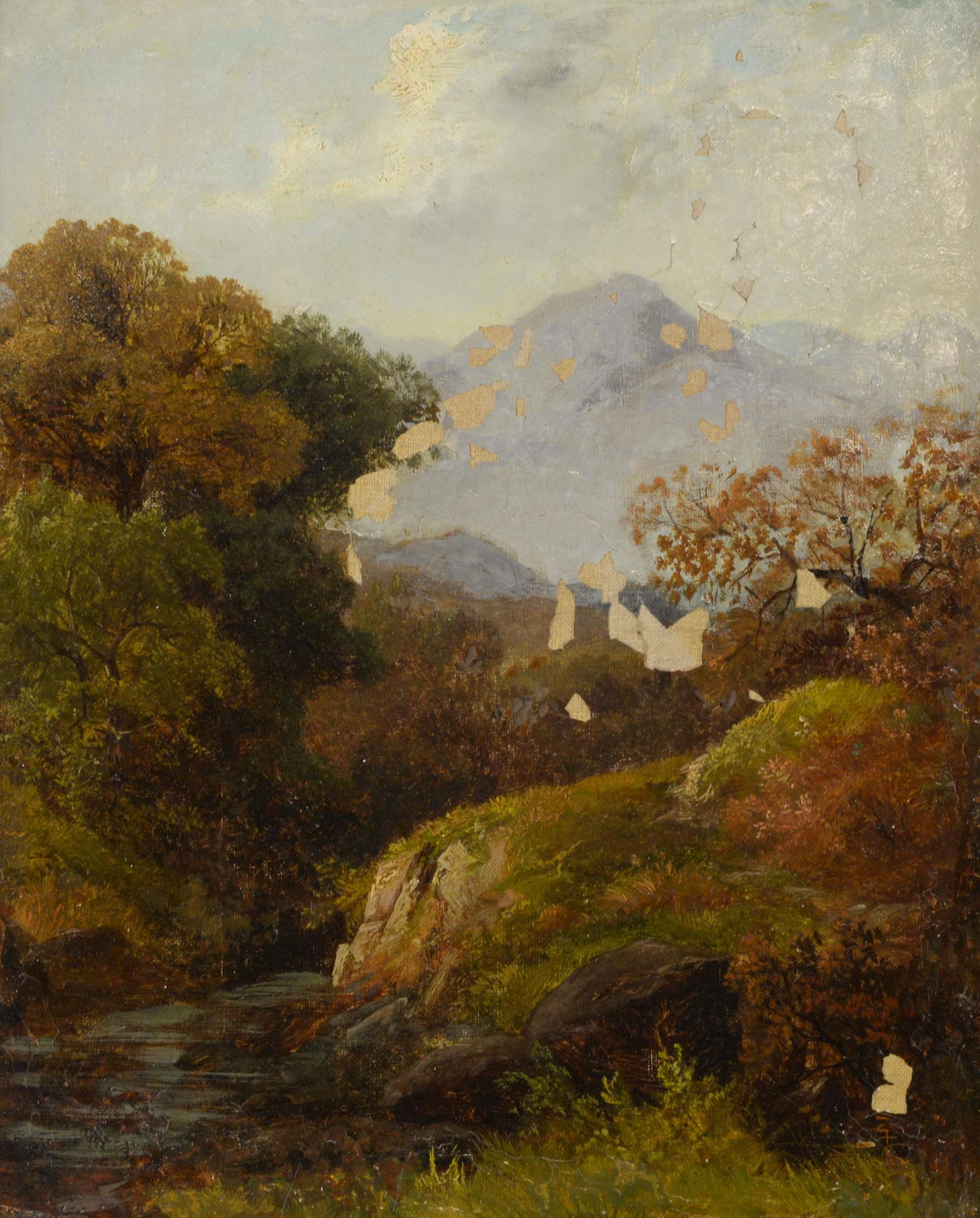 Thomas Stanley Barber | landscape with stream and mountains beyond ...