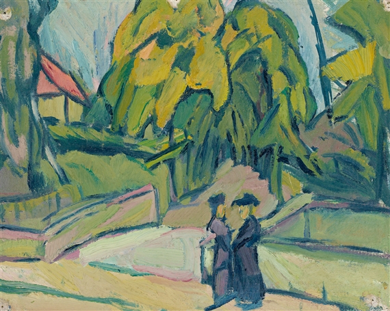 Else Lohmann | Zwei Frauen im Park (1918) | MutualArt