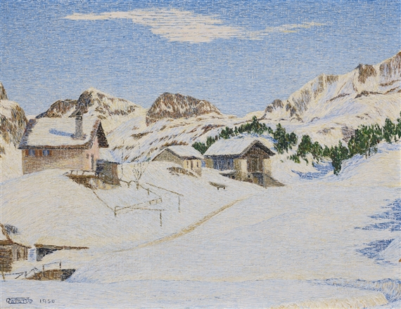 Gottardo Segantini | ENGADINER WINTERLANDSCHAFT (1950) | MutualArt