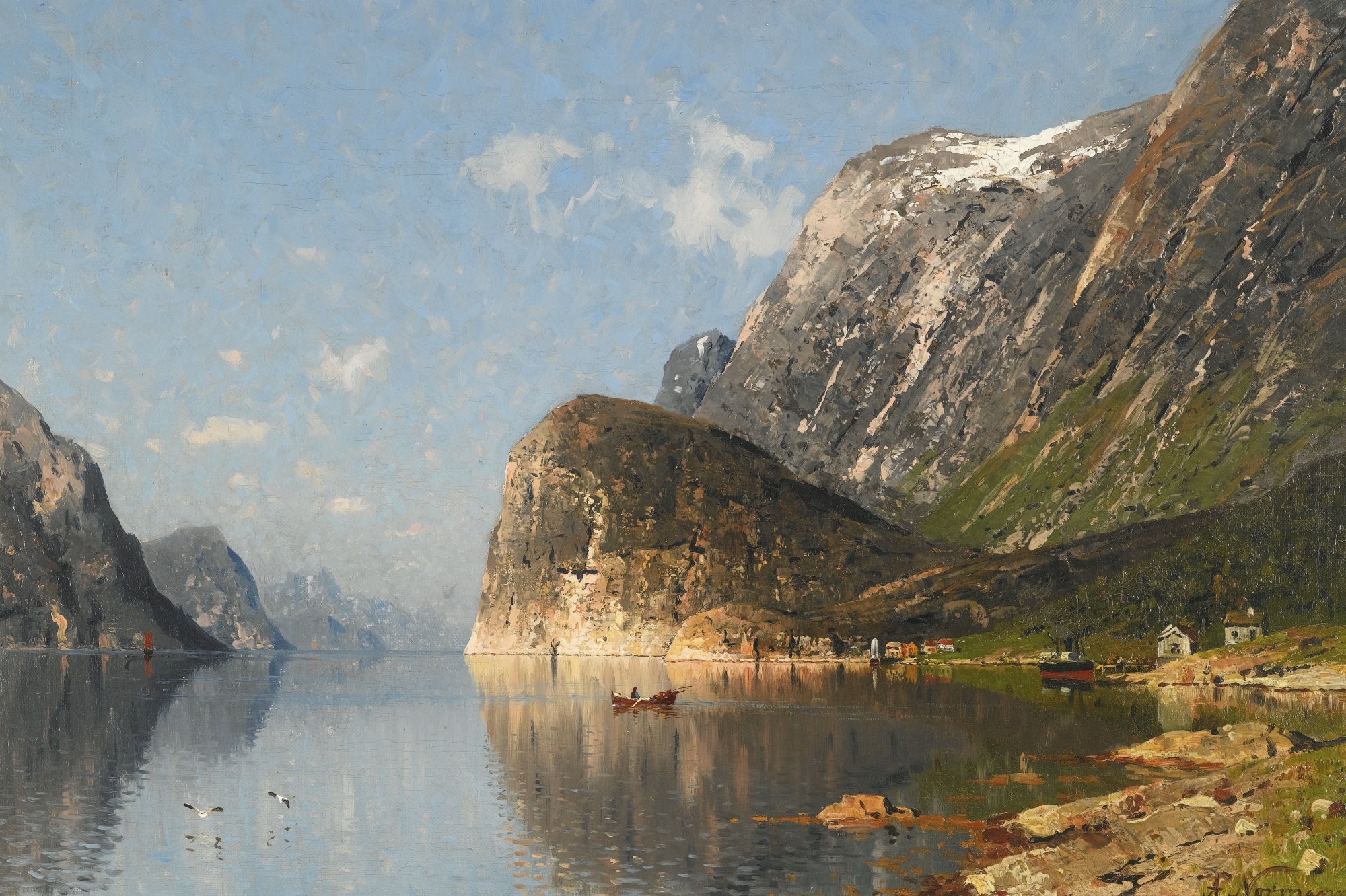 Eilert Adelsteen Normann | A steam boat on Norwegian fjord | MutualArt