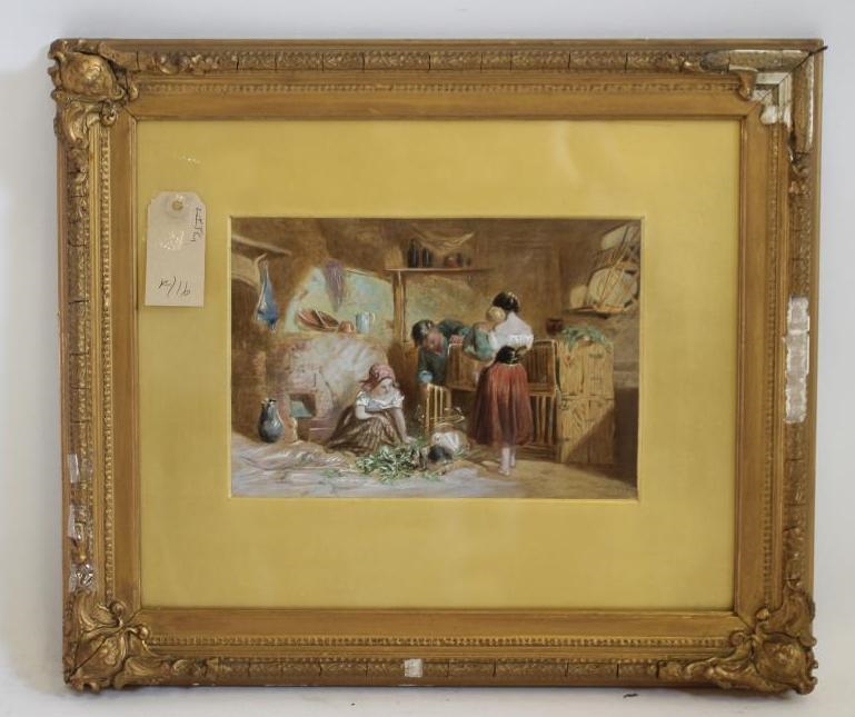 Walter Goodall | Cottage Interior with Family Group (1861) | MutualArt