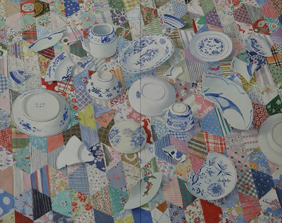 Peter Plamondon | Broken Plates on Quilt | MutualArt